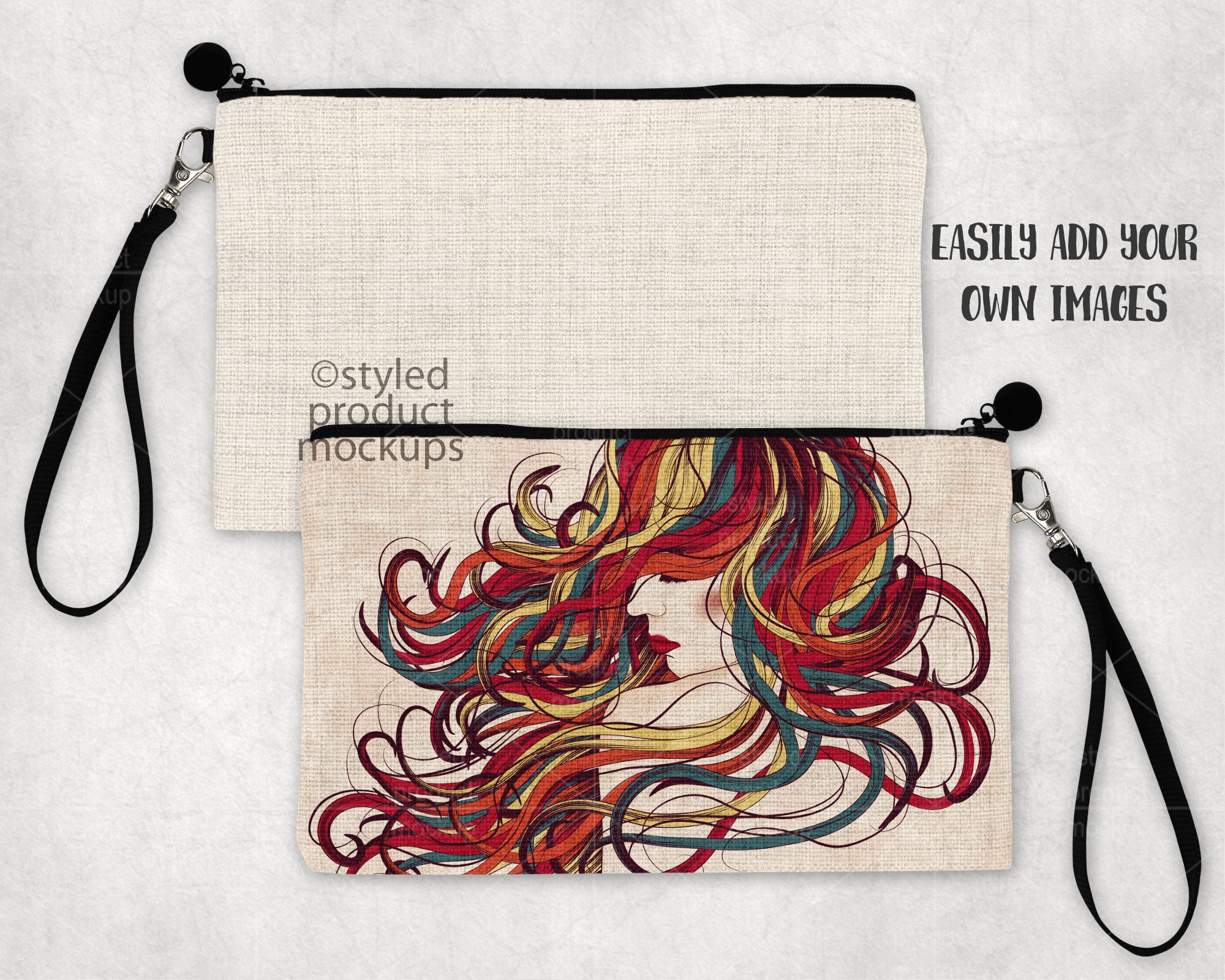 Dye Sublimation Linen Pouch With Strap Mockup Template Add | Etsy