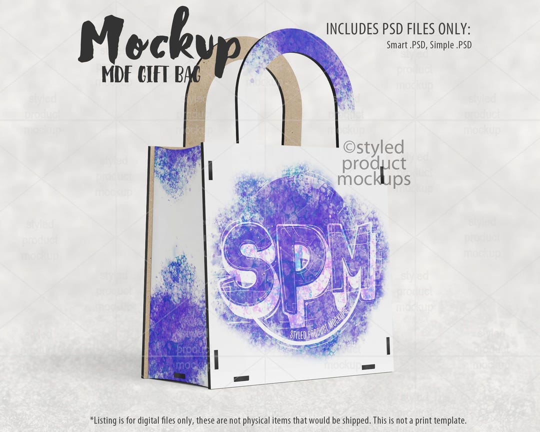 Dye Sublimation MDF Hardboard Gift Bag Mockup | Add Your Own Image and ...