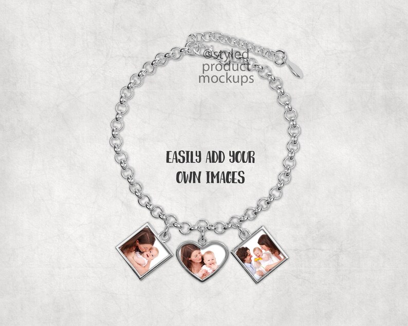Dye Sublimation 3 Charm Bracelet Mockup Add Your Own Image - Etsy
