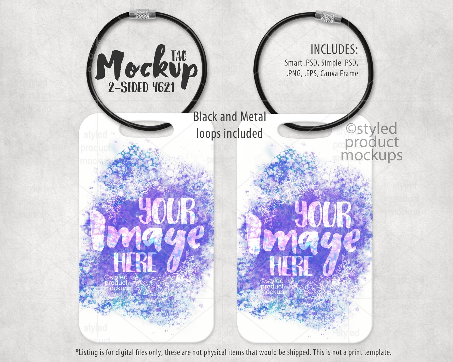 Dye Sublimation Double Sided Rectangle Luggage Tag Mockup | Add Your ...