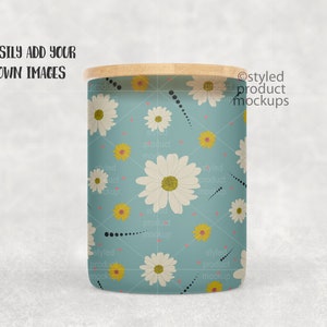 Dye Sublimation 10oz Frosted Glass Candle Jar With Bamboo Lid Mockup ...