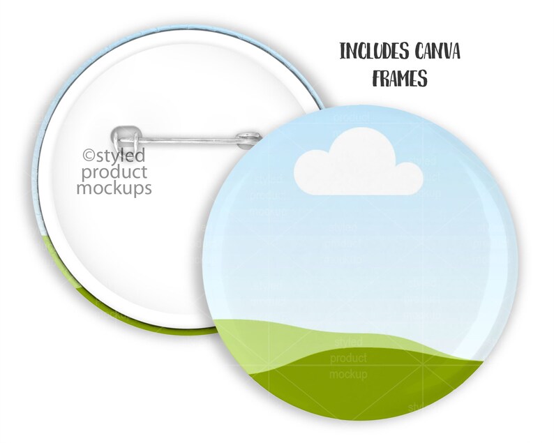 Plastic Back Round Pinback Button Mockup | Add Your Own Image and ...
