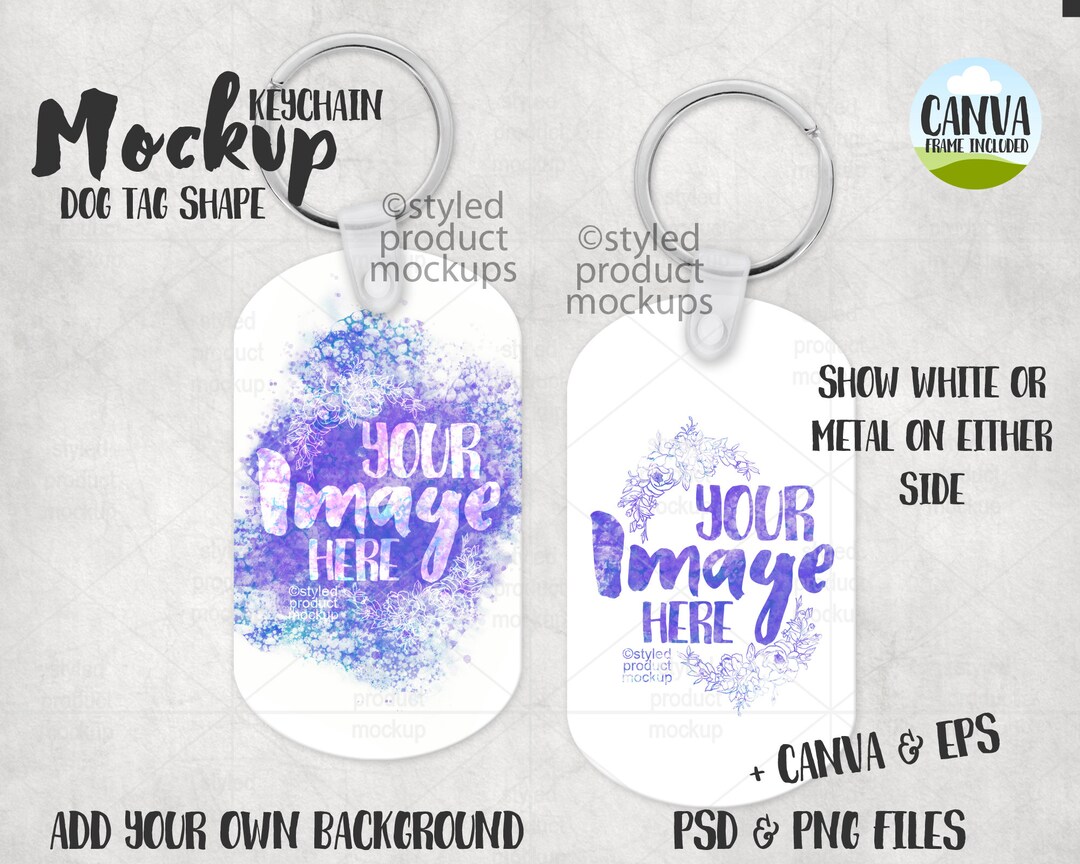 Dye Sublimation Aluminum Dog Tag Keychain Mockup | Add Your Own Image ...