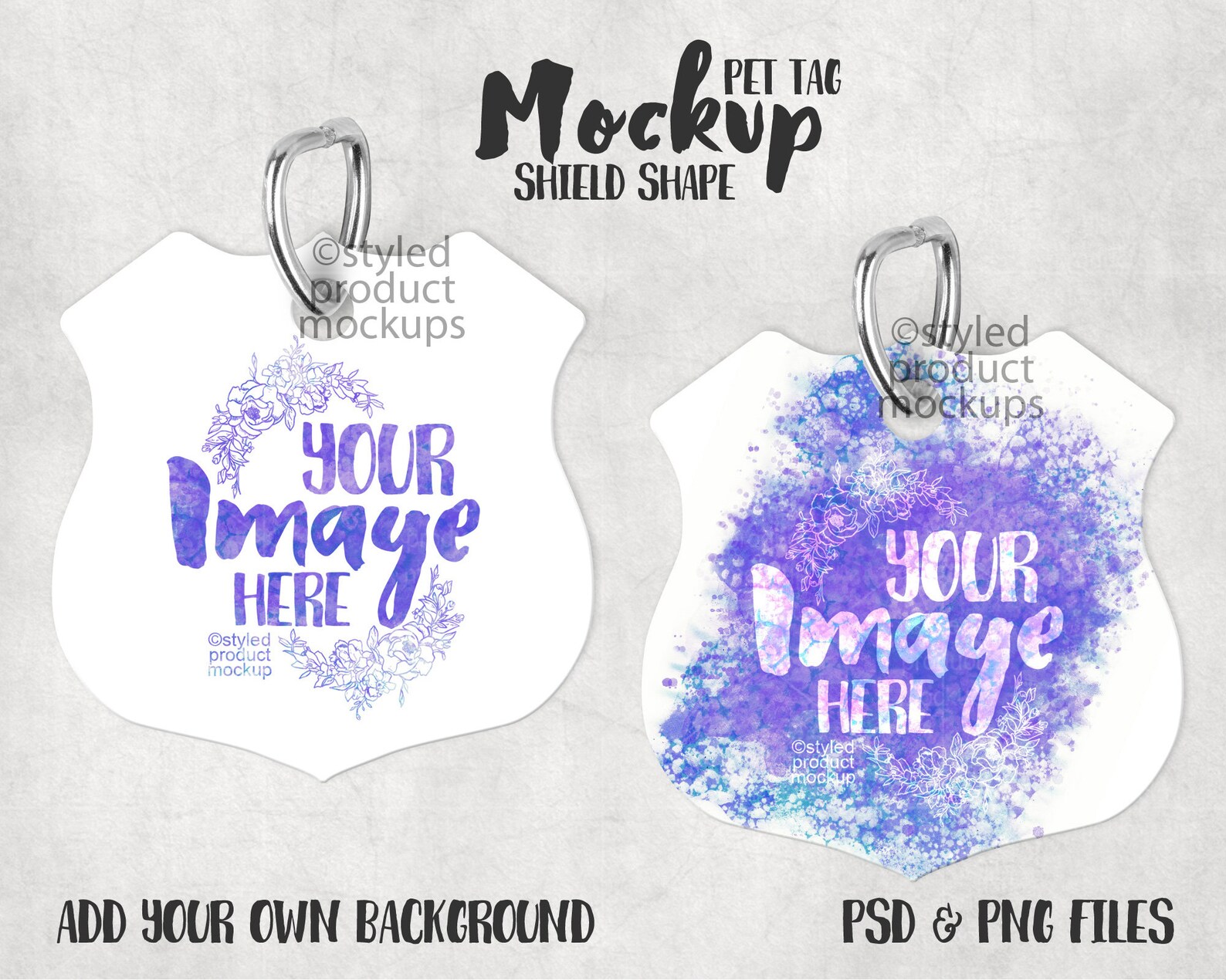 Dye sublimation double sided shield shaped pet tag mockup | Etsy