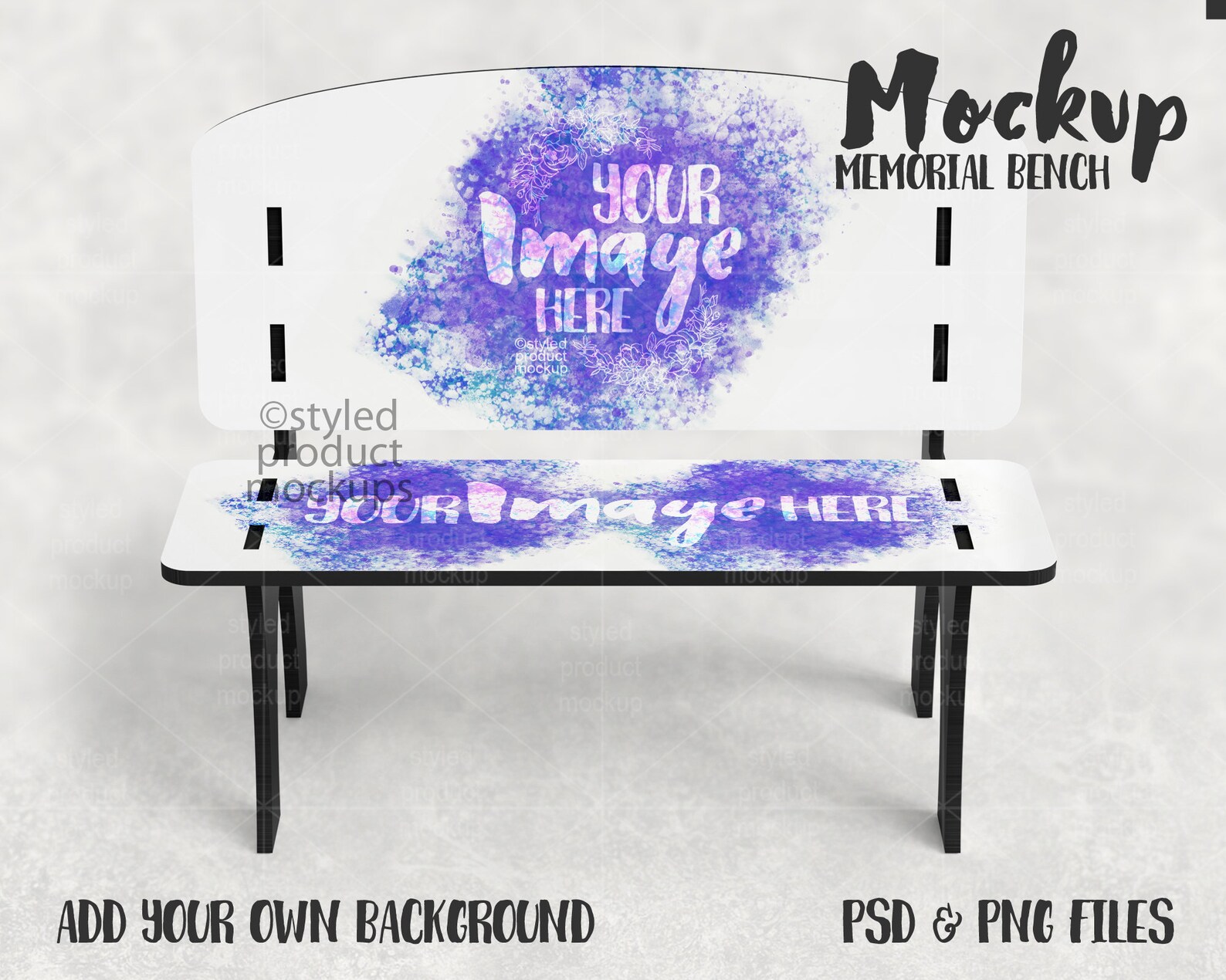 Dye Sublimation MDF Memorial Mini Bench Mockup | Add Your Own Image and ...