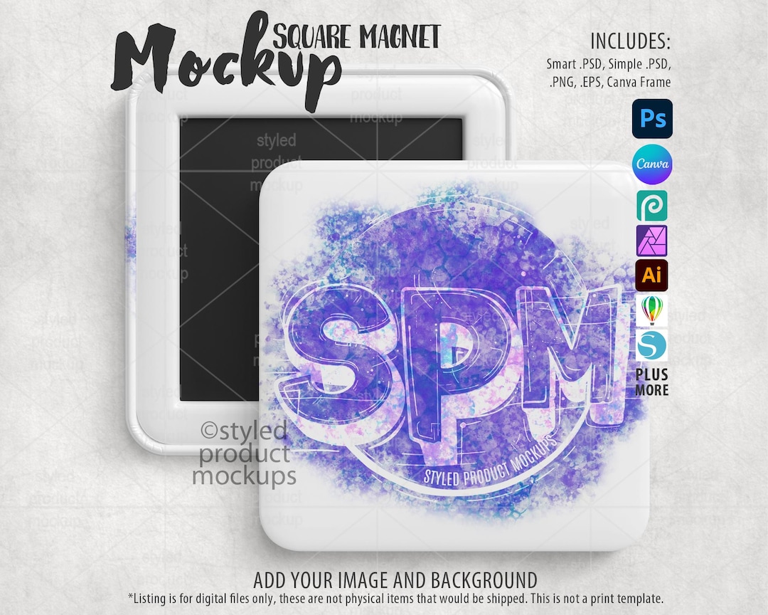 Square Magnet Back Button Mockup | Add Your Own Image and Background - Etsy