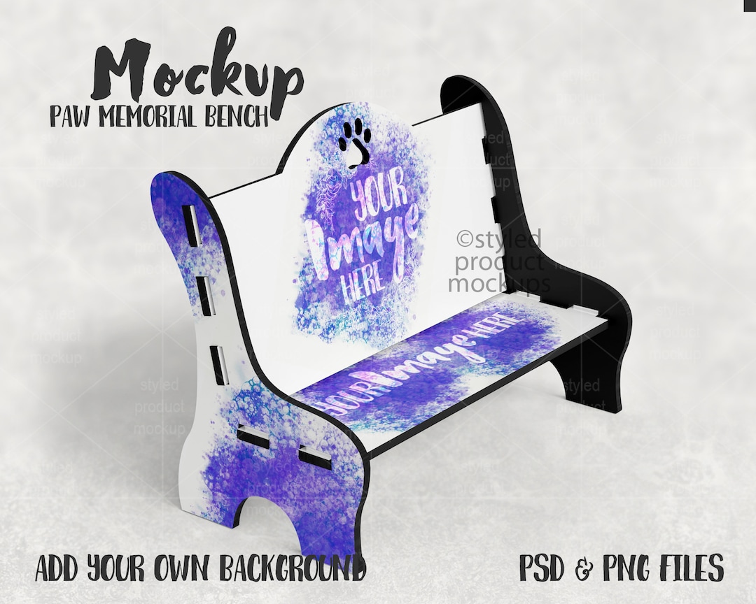 Dye Sublimation MDF Memorial Mini Bench Mockup Add Your Own Image and ...
