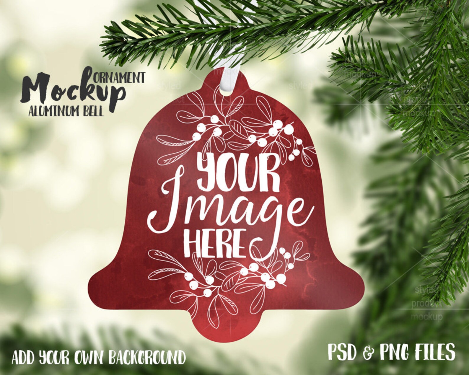 Bell Shaped Christmas Ornament Mockup Template Add Your Own - Etsy