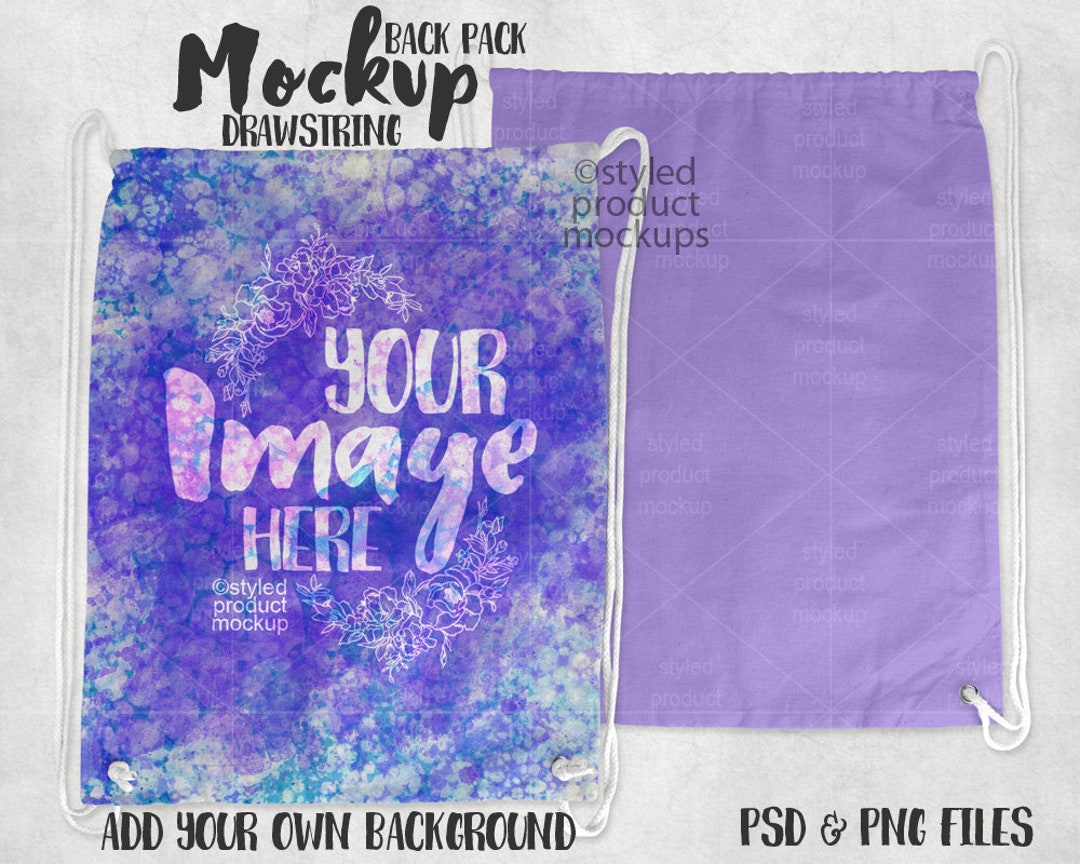 Drawstring Back Pack Mockup Template | Add Your Own Image and ...