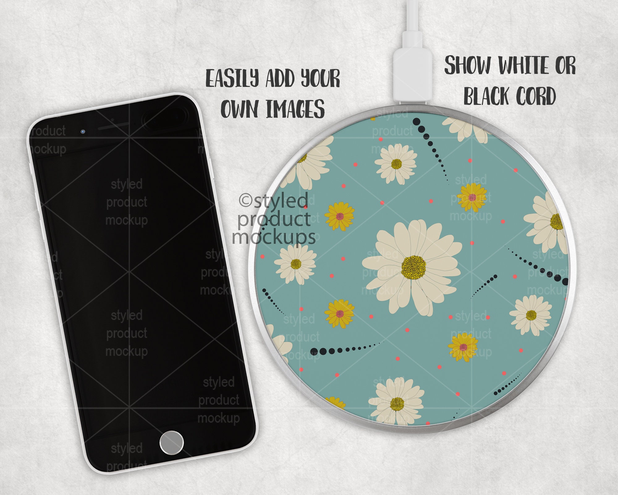 Dye Sublimation Wireless Cell Phone Charger Mockup | Add Your Own Image ...