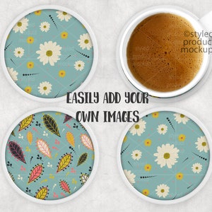 Round Acrylic Snap in Photo Insert Coaster Mockup | Add Your Own Image ...