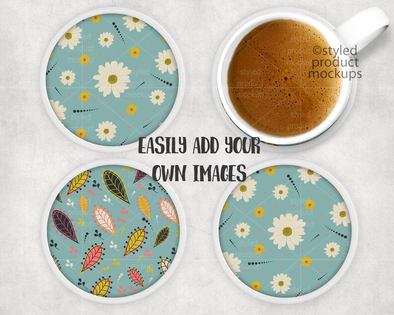 Round Acrylic Snap in Photo Insert Coaster Mockup Add Your - Etsy