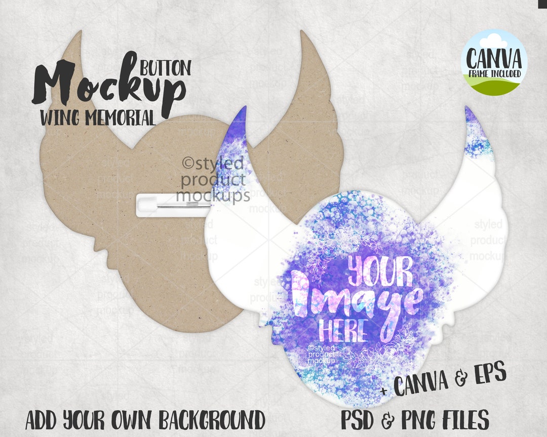 Dye Sublimation Angel Wing Memorial Pin Mockup | Add Your Own Image and ...