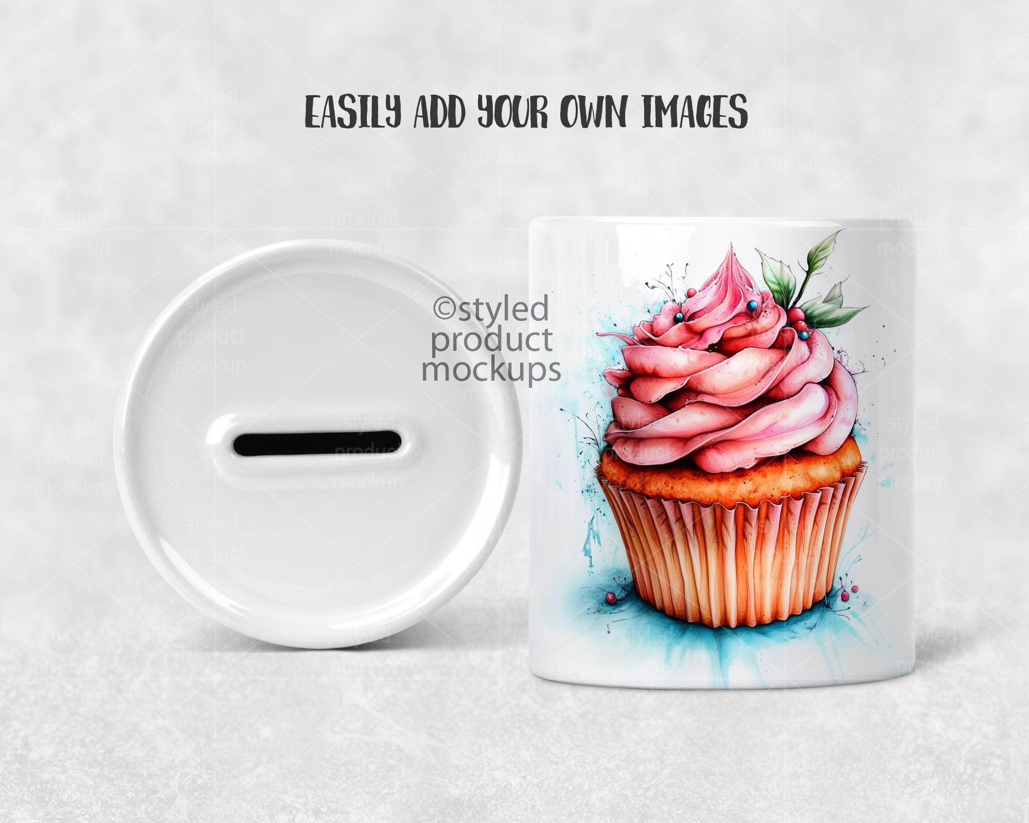 Dye Sublimation Ceramic Coin Bank Mockup | Add Your Own Image and ...