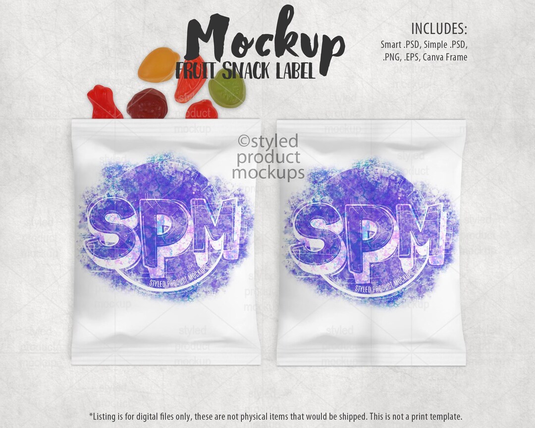 Fruit Snack Label Wrapper Party Favor Mockup | Add Your Own Image and ...