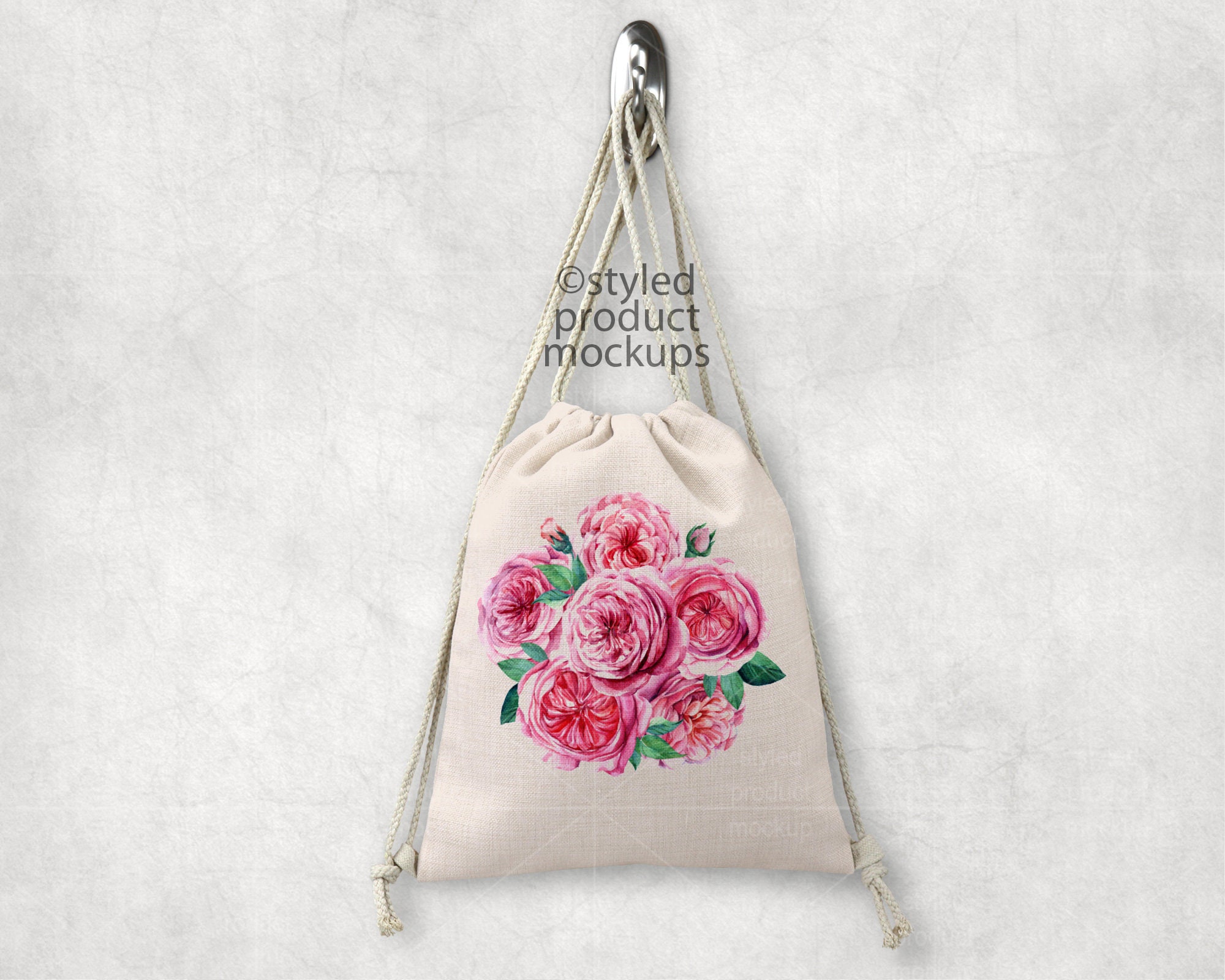 Dye sublimation linen drawstring bag mockup template Add | Etsy
