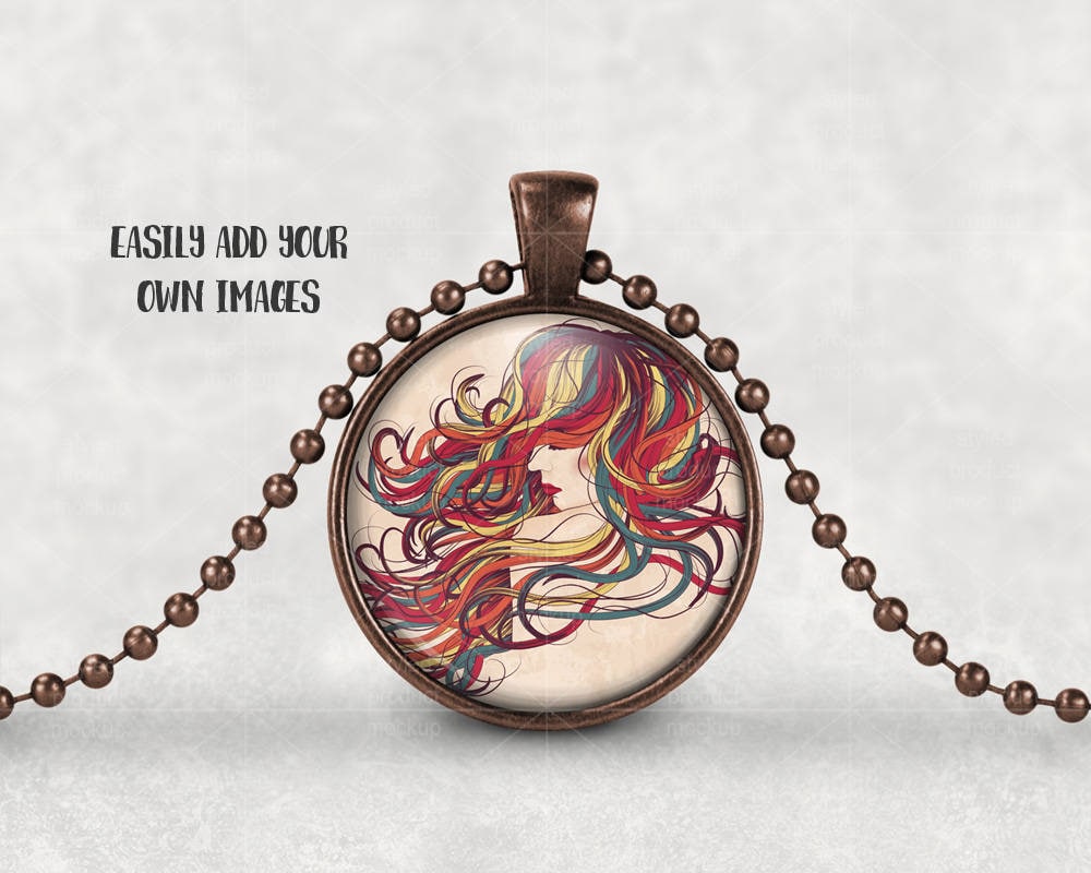 Round Pendant Mockup Template with Ball Chain Add your own | Etsy