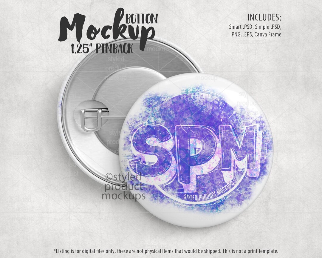 1.25 Inch Pinback Button Mockup | PSD Smart Object + Canva Frame ...