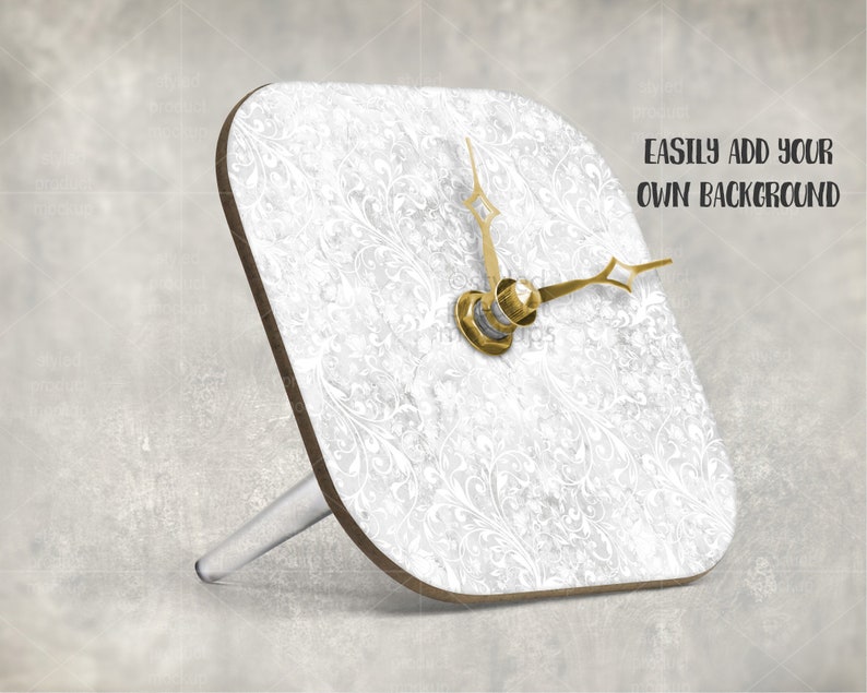Dye Sublimation Square Desk Clock Mockup | Add Your Own Image and ...