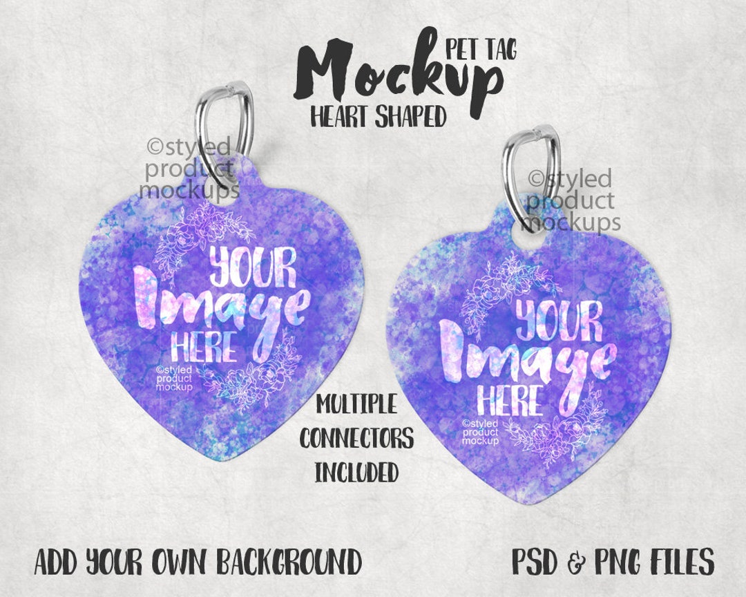 Heart Pet Tag Mockup: Double Sided Flat Lay (digital Download) - Etsy