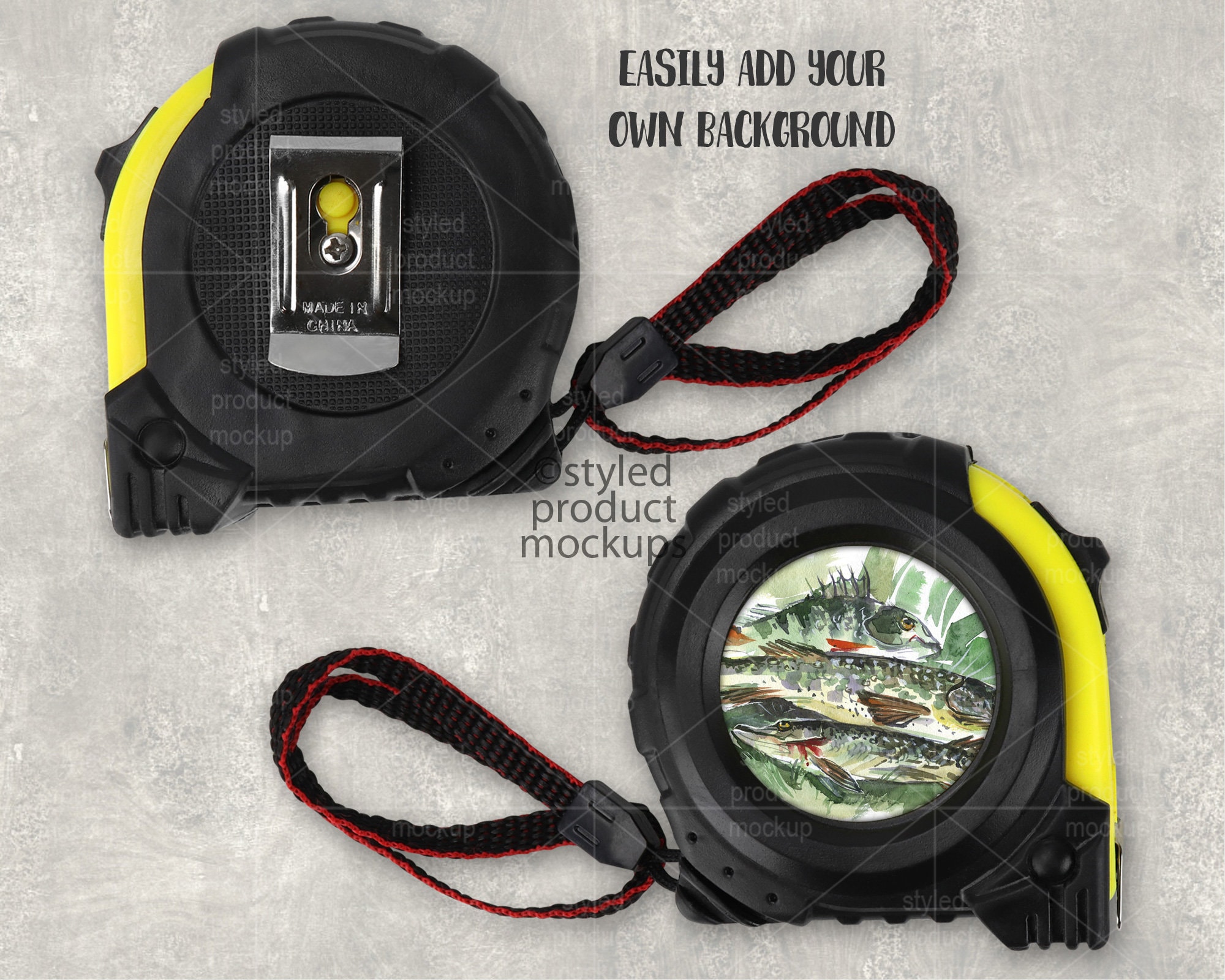 Dye Sublimation Tape Measure Mockup | Add Your Own Image and Background ...