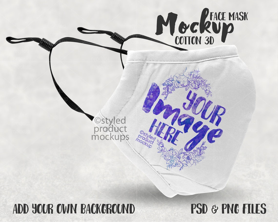 Cotton 3D Face Cover Mask for HTV Mockup Add Your Own Image - Etsy