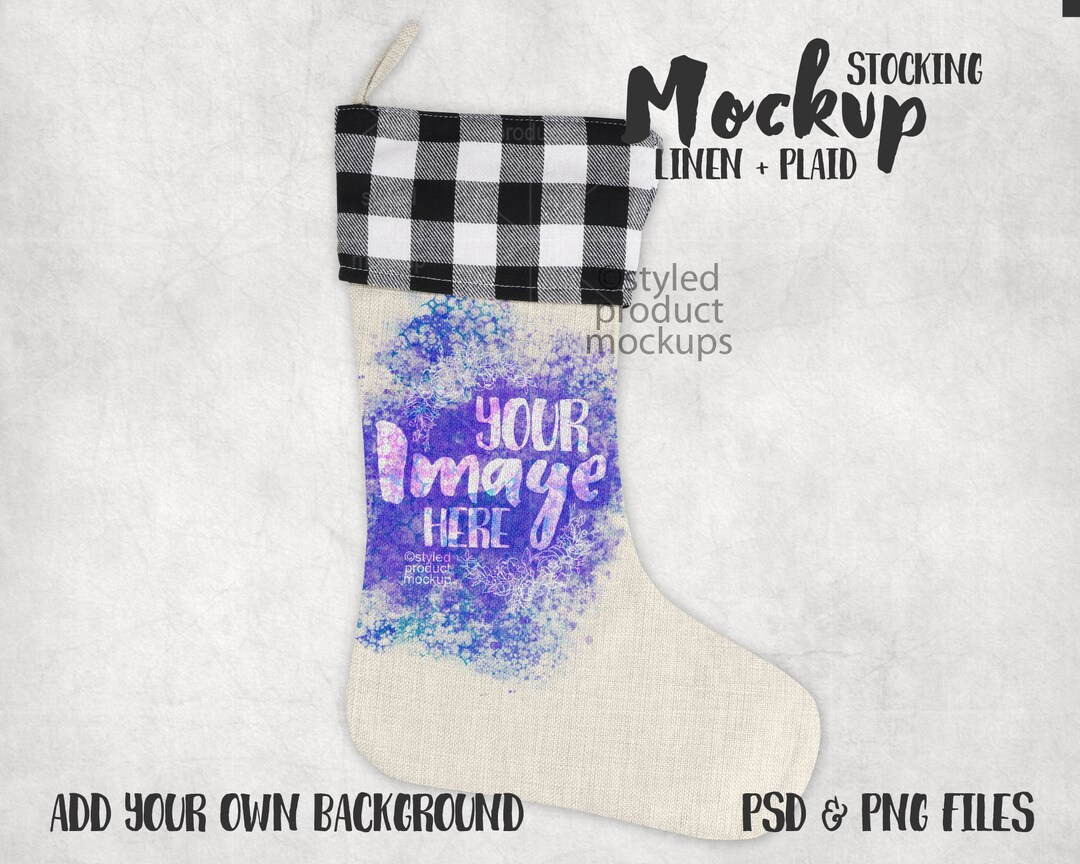 Dye Sublimation Christmas Stocking With Linen Bottom and Buffalo Plaid ...