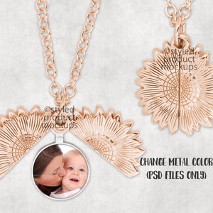 Dye Sublimation Sunflower Locket Necklace Mockup | Add Your Own Image ...