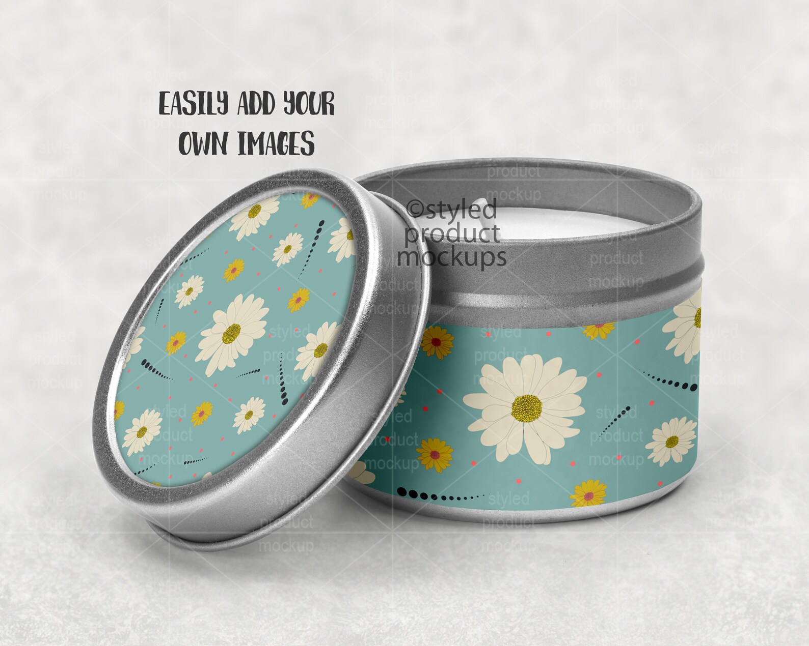 Dye Sublimation Metal Candle With Lid and Label Mockup Add | Etsy