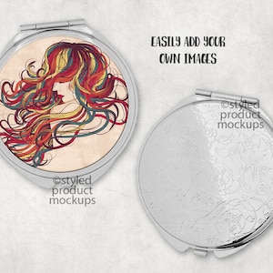Round Compact Mirror Mockup Template | Add Your Own Image and ...