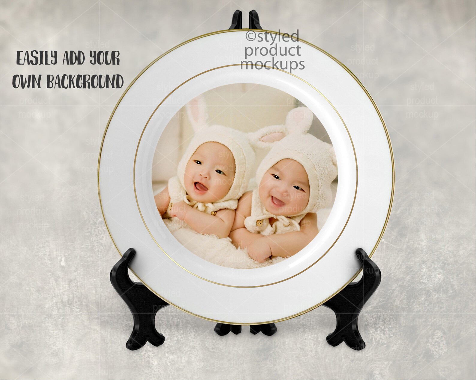 Dye Sublimation Gold Lined Plate Mockup Add Your Own Image | Etsy