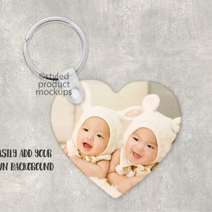 Dye Sublimation Heart Shaped MDF Key Ring Mockup | Add Your Own Image ...