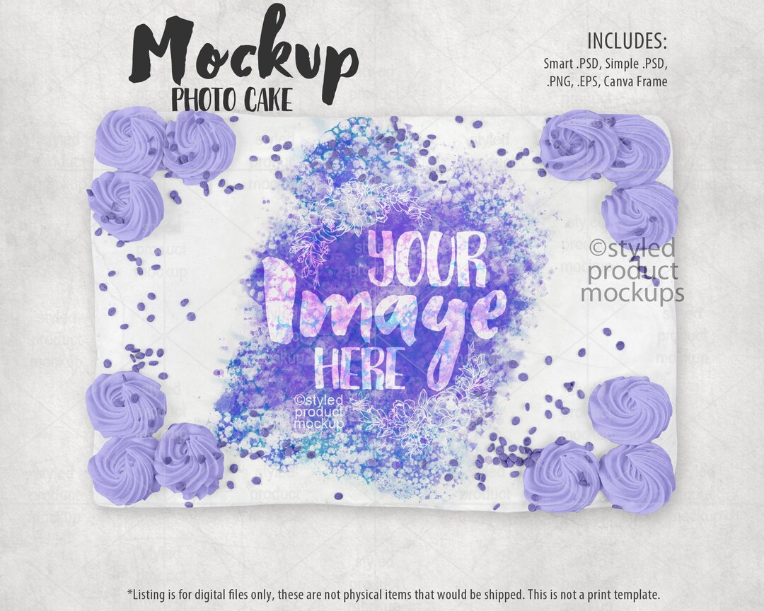 Rectangle Cake for Edible Image or Topper Mockup | Add Your Own Image ...