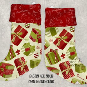 Dye Sublimation All White Fleece Christmas Stocking Mockup Template ...