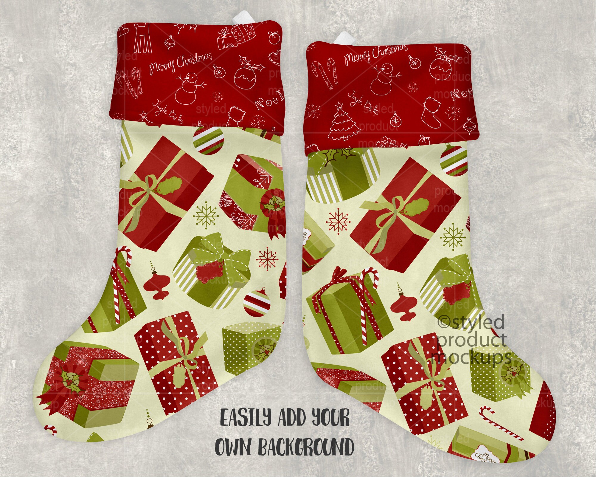 Dye Sublimation All White Fleece Christmas Stocking Mockup | Etsy