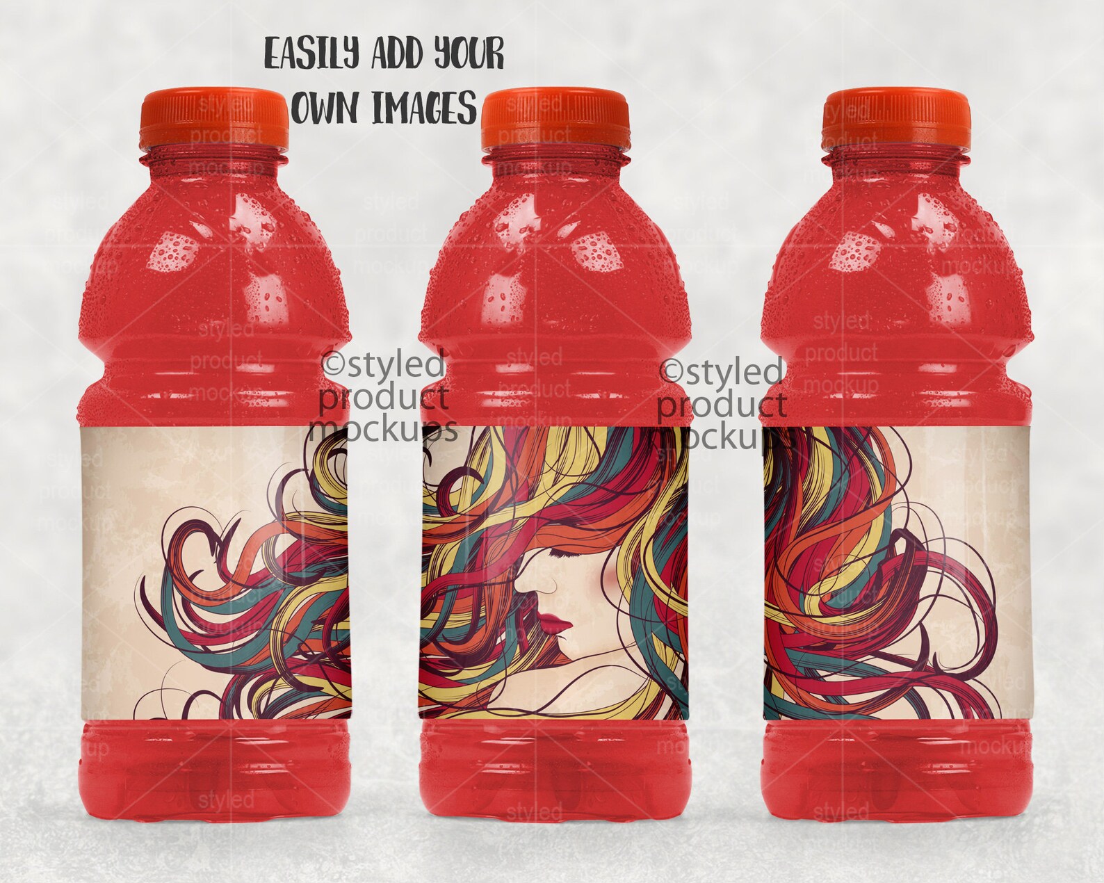 Sports Drink Bottle Label Mockup Template | Add Your Own Image and ...