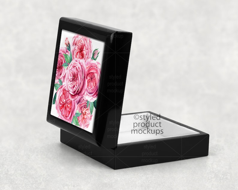 Dye Sublimation Glossy Black Keepsake Box Mockup Add Your | Etsy