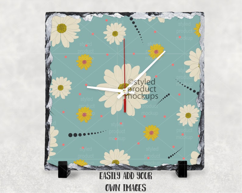 Dye Sublimation Square Slate Clock Mockup Add Your Own Image | Etsy