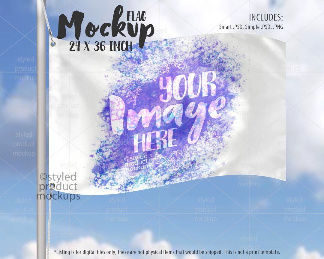 Dye Sublimation Large Flag on Pole Mockup | Add Your Own Image and ...
