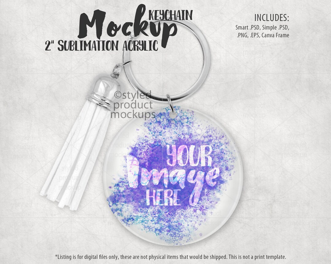 Dye Sublimation Acrylic Round Keychain Mockup | Add Your Own Image and ...