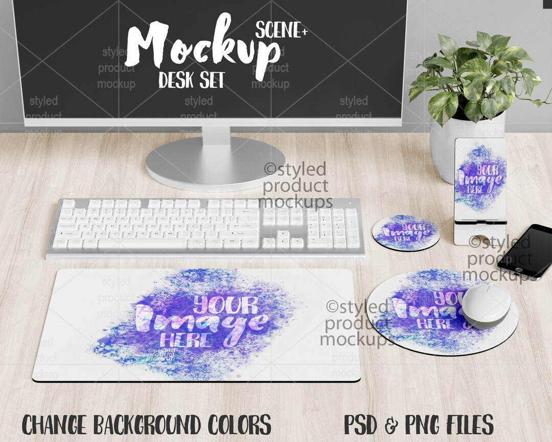 Dye Sublimation Computer Desk Set Mockup | Add Your Own Image - Etsy