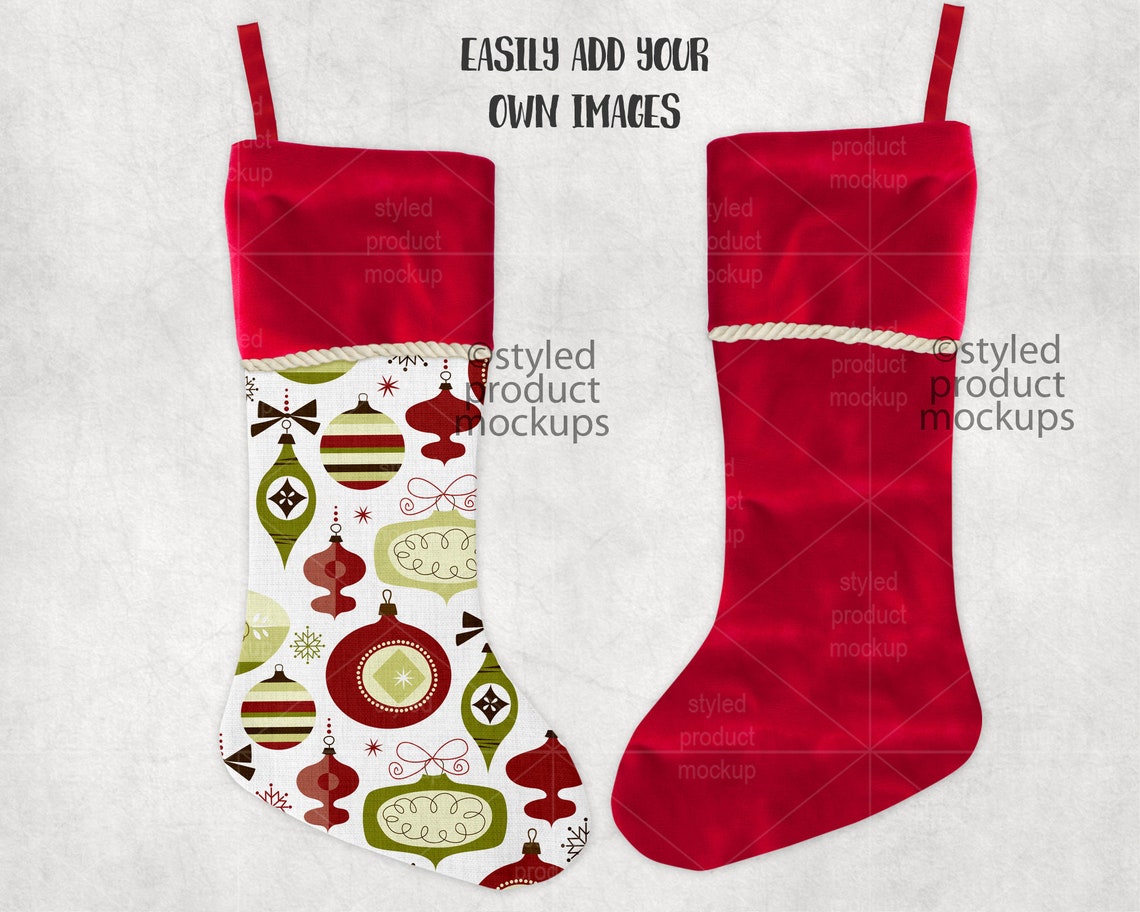 Dye Sublimation Burlap Stocking With Rope Border Mockup Add - Etsy