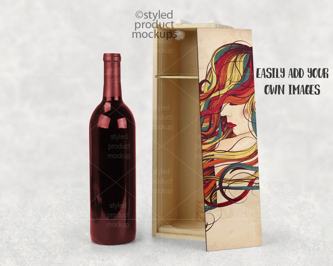Dye Sublimation Natural Wood Wine Box Mockup Bundle | Add Your Own ...
