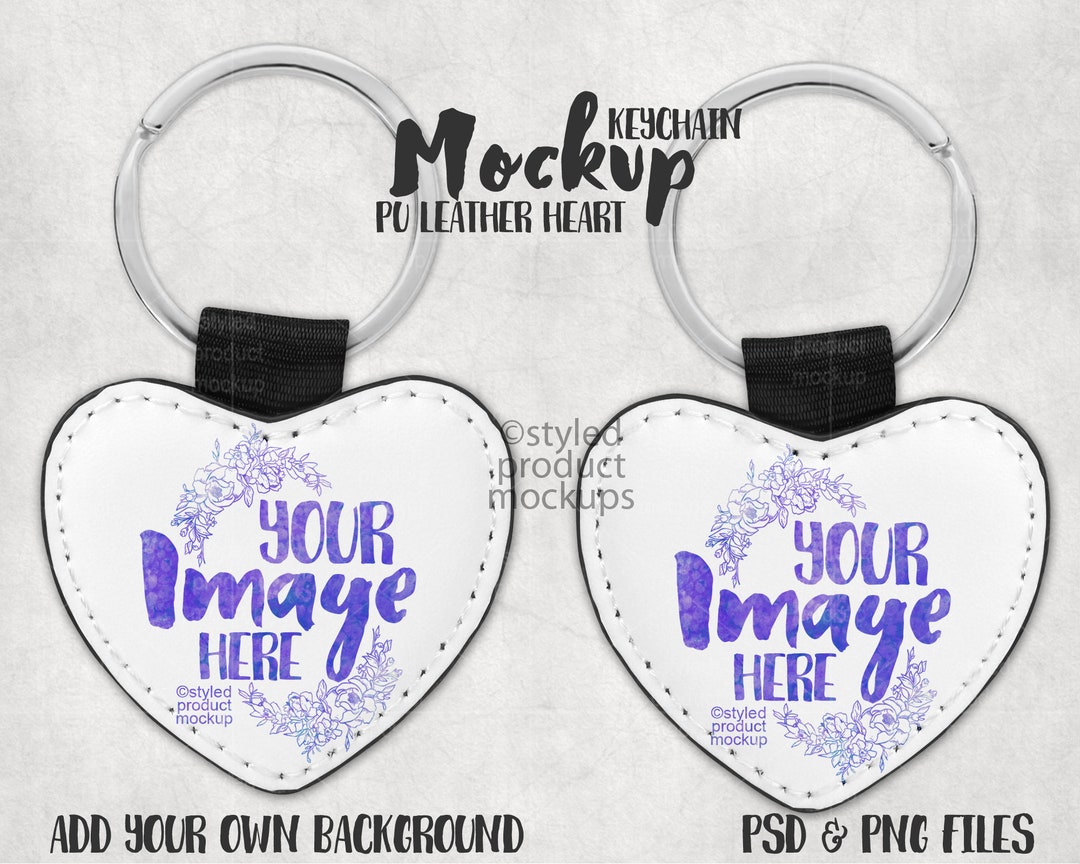Dye Sublimation PU Leather Heart Keychain Mockup | Add Your Own Image ...