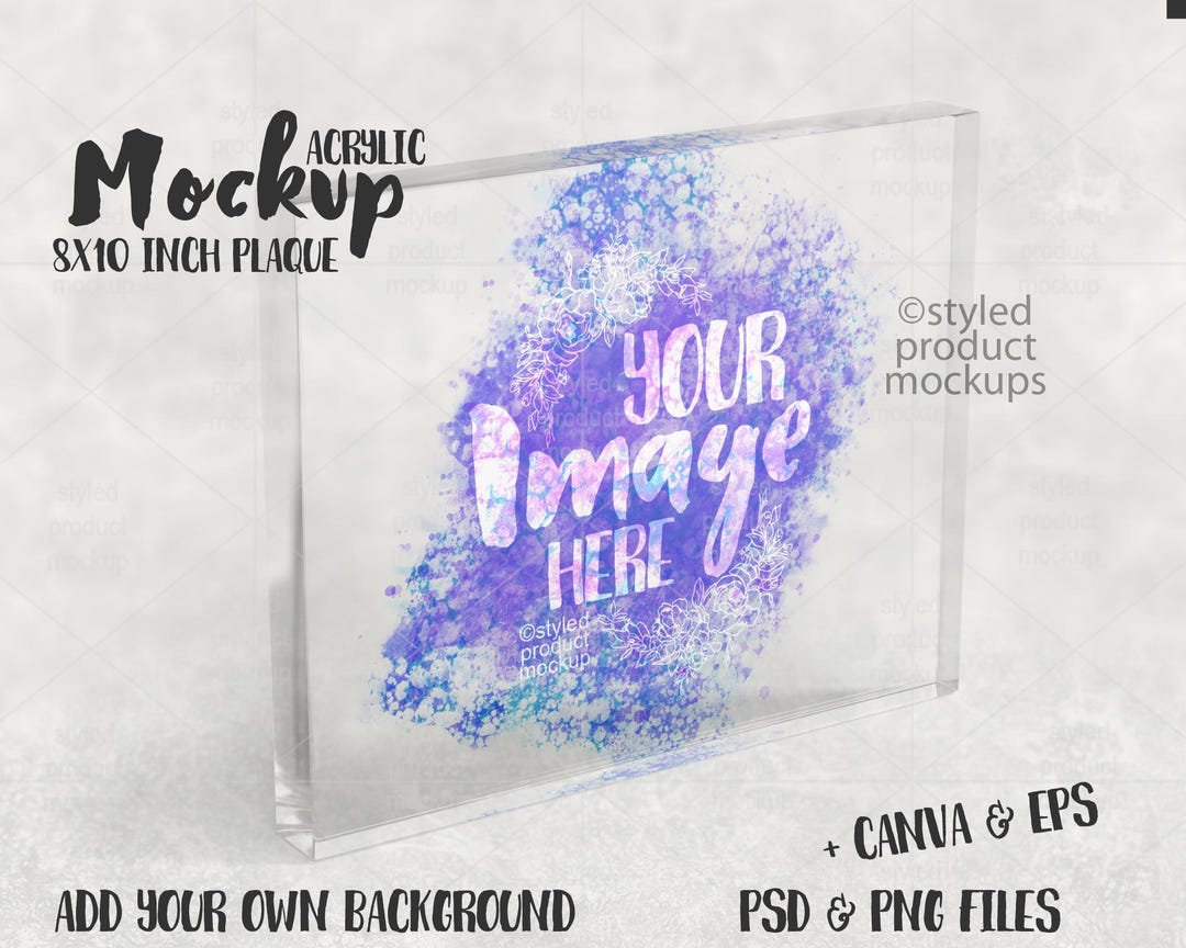 Dye Sublimation or Vinyl 8x10 Inch Acrylic Plaque Horizontal Mockup ...