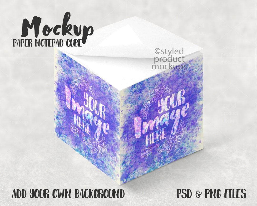 Paper Notepad Cube Mockup | Add Your Own Image and Background - Etsy