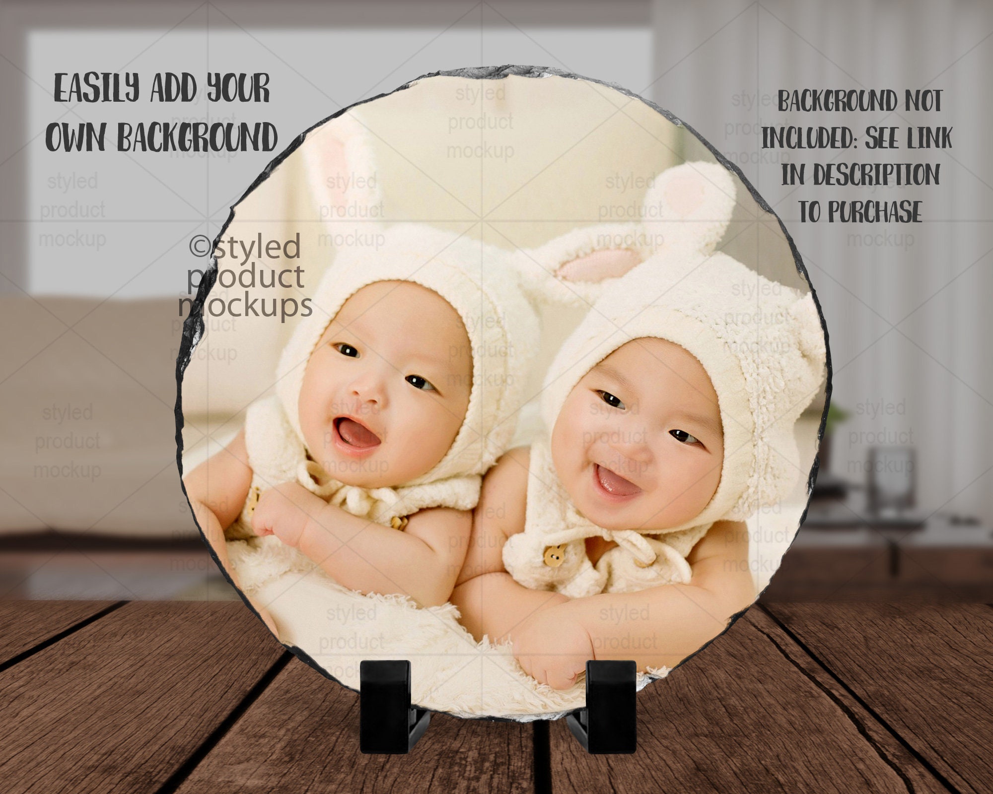 Dye Sublimation Round Photo Slate Mockup | Add Your Own Image and ...