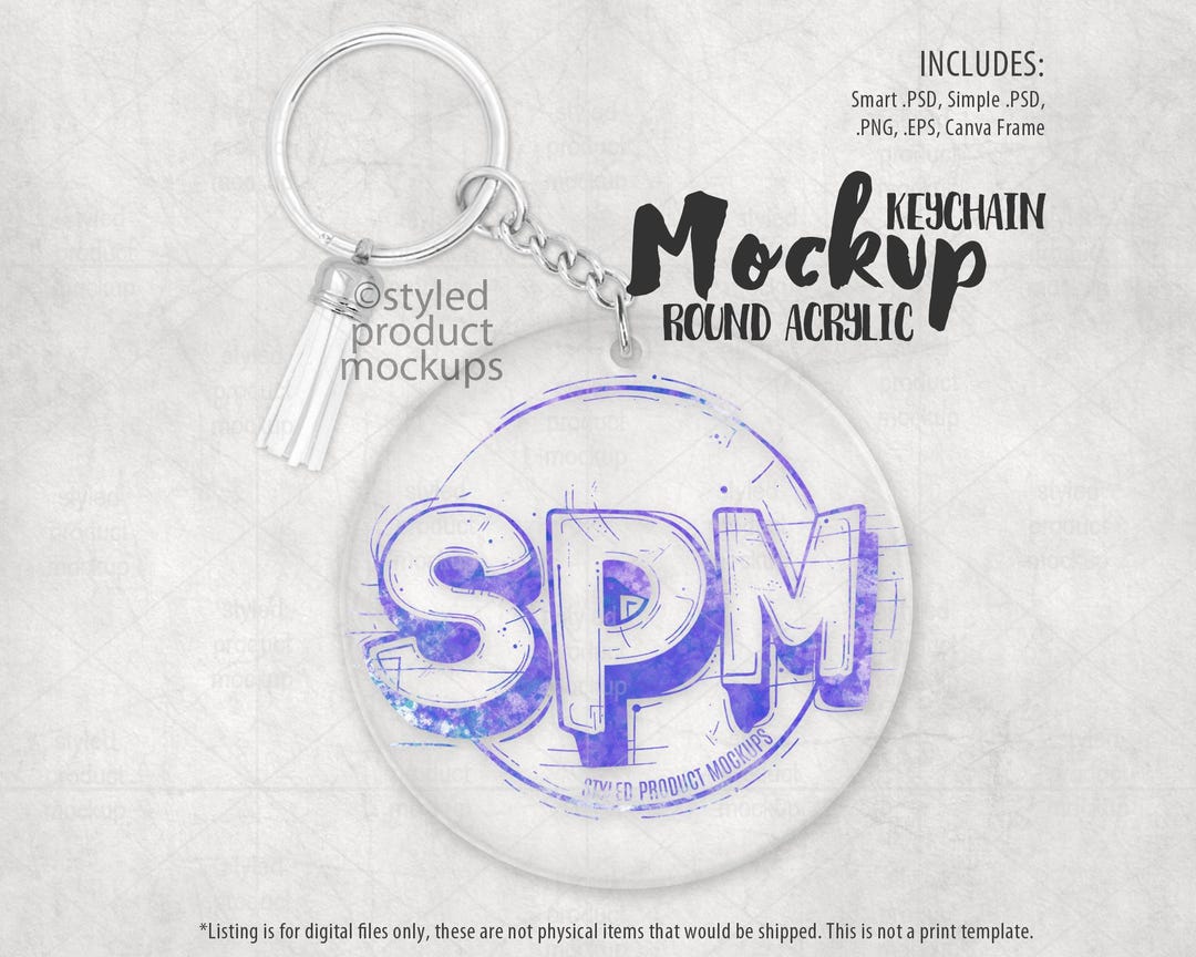 Round Acrylic Keychain With Long Chain and Tassel Mockup | Add Your Own ...
