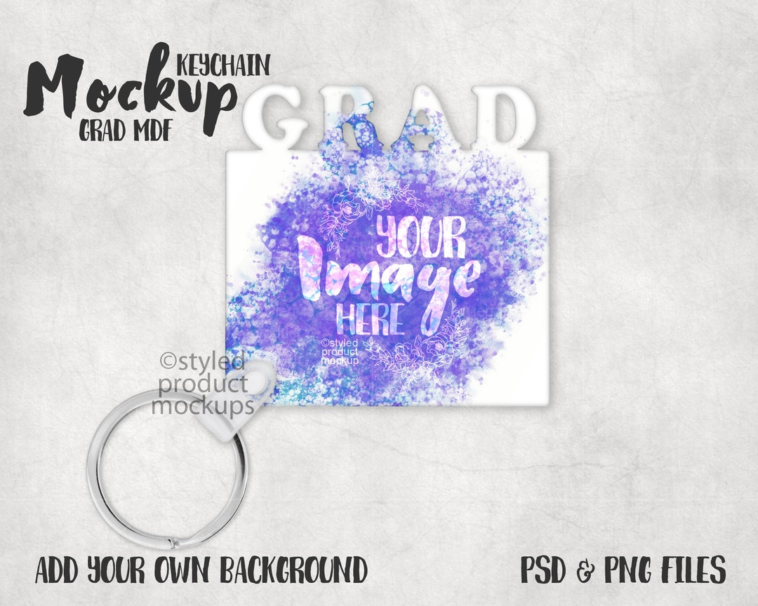 Dye Sublimation Grad Hardboard Keychain Mockup | Add Your Own Image and ...