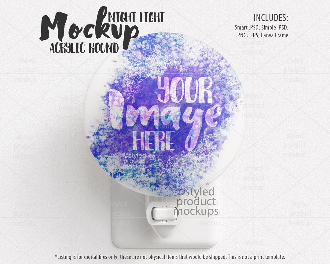 Dye Sublimation Acrylic Round Night Light Mockup | Add Your Own Image ...